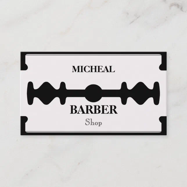 Simple Razor Blade Barber Business Card | Zazzle