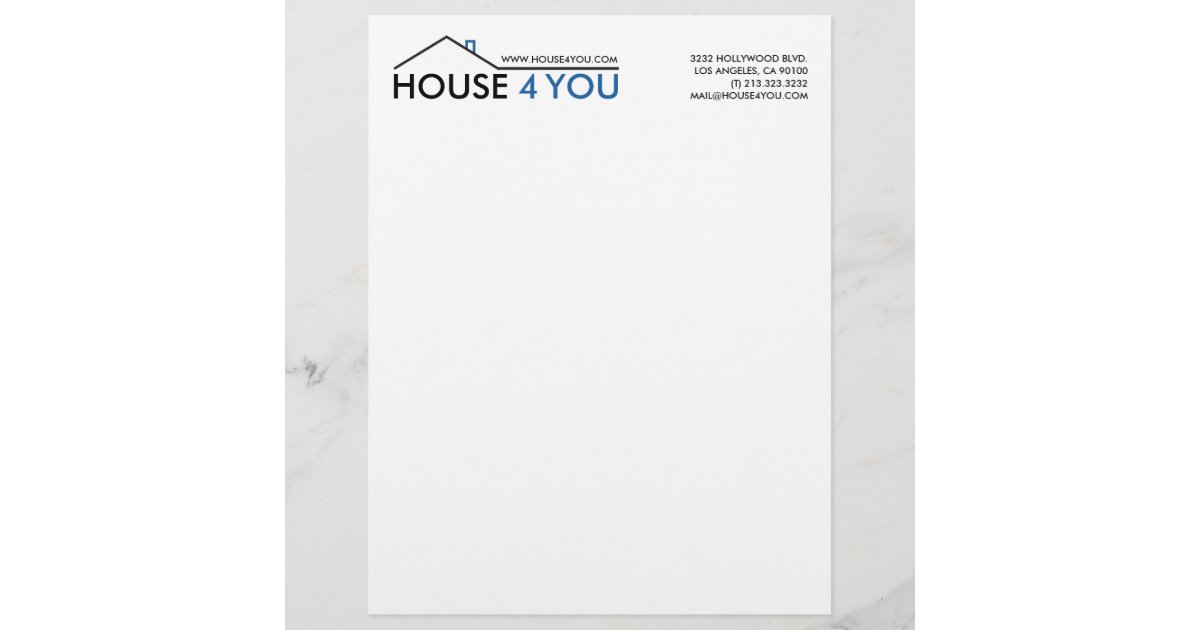 Simple Real Estate House Logo Letterhead | Zazzle