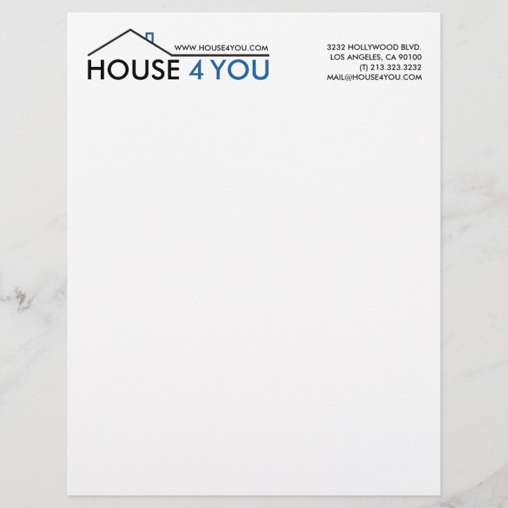 Simple Real Estate House Logo Letterhead | Zazzle