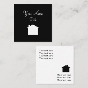 Simple Realtor House Symbol Design Square Business Card | Zazzle