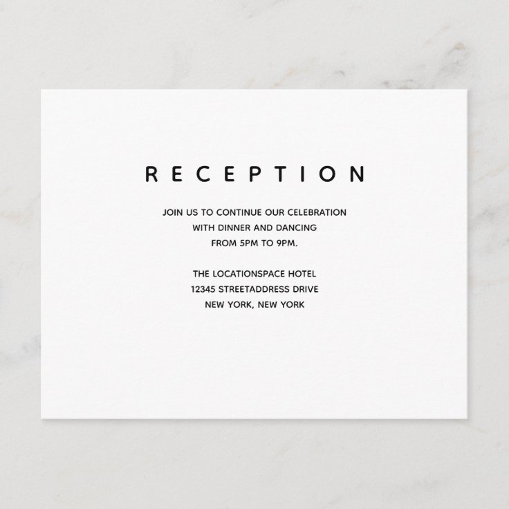 Simple Reception Info Enclosure Card | Zazzle