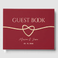 Simple Red and Gold Elegant Wedding Guest Book | Zazzle