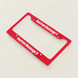 Simple Red and White Text Template License Plate Frame | Zazzle