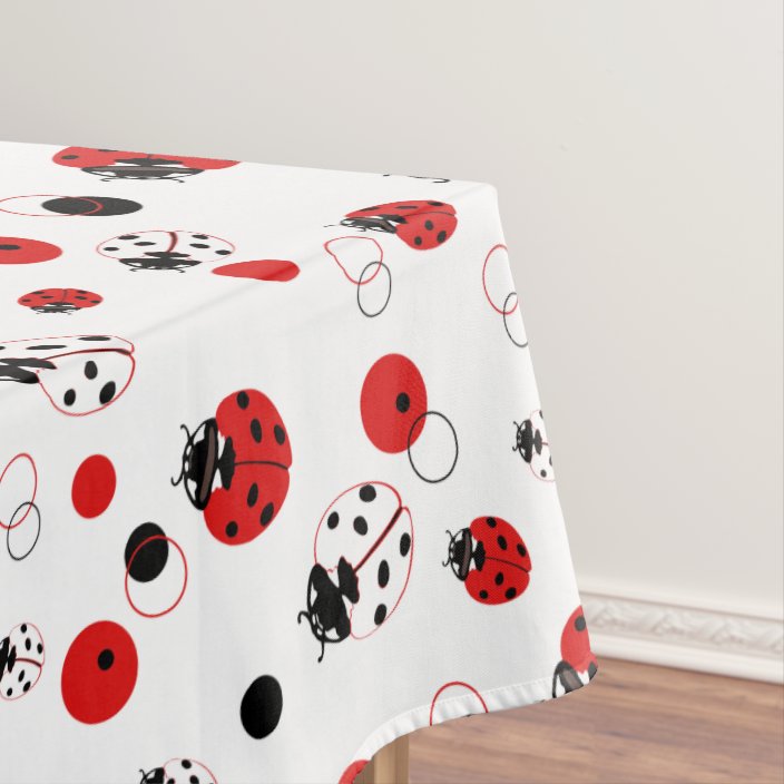 Simple Red, Black & White Ladybug Pattern Tablecloth | Zazzle.com