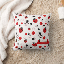 Simple Red, Black & White Ladybug Pattern Throw Pillow | Zazzle