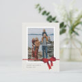 Simple Red Bow Photo Christmas Holiday Postcard | Zazzle