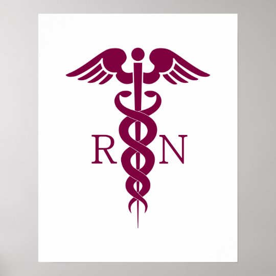 Simple Red Caduceus Nurse Medical Symbol Poster | Zazzle.com