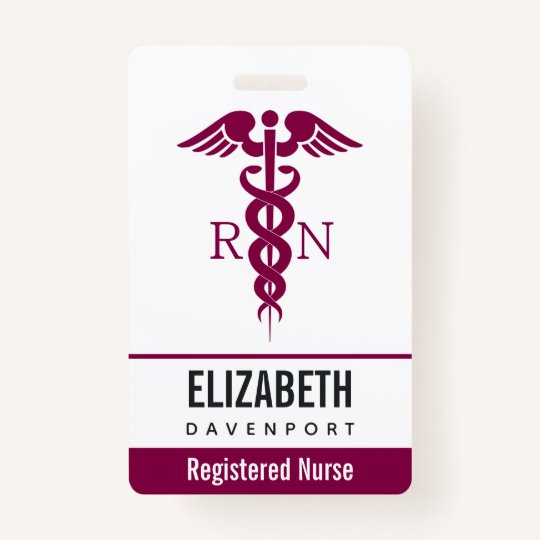 Simple Red Caduceus Registered Nurse RN Symbol Badge | Zazzle.com