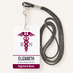 Simple Red Caduceus Registered Nurse RN Symbol Badge | Zazzle