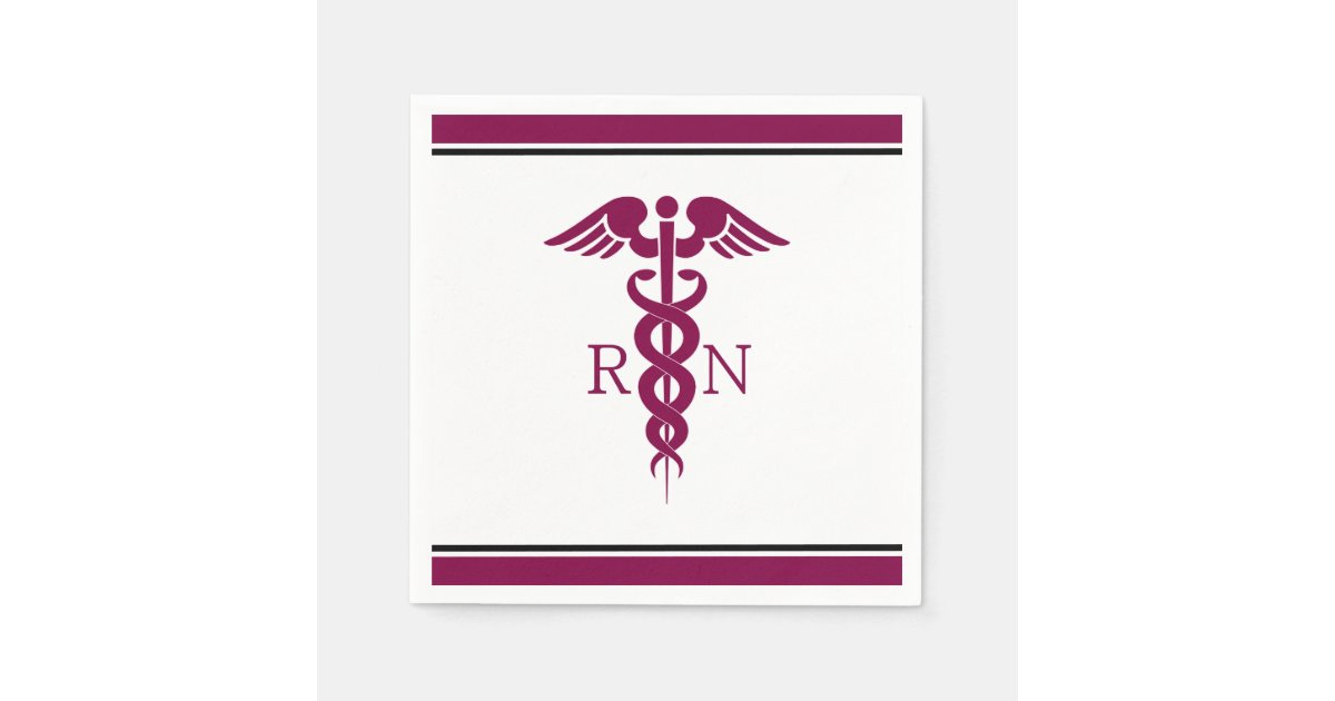 Simple Red Caduceus Registered Nurse RN Symbol Napkins | Zazzle