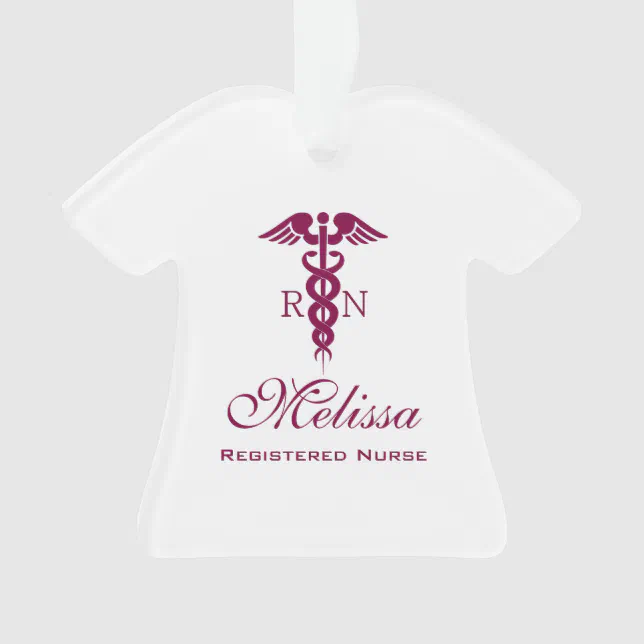 Simple Red Caduceus Registered Nurse RN Symbol Ornament | Zazzle