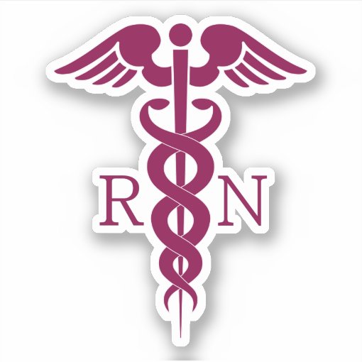 Simple Red Caduceus Registered Nurse RN Symbol Sticker | Zazzle