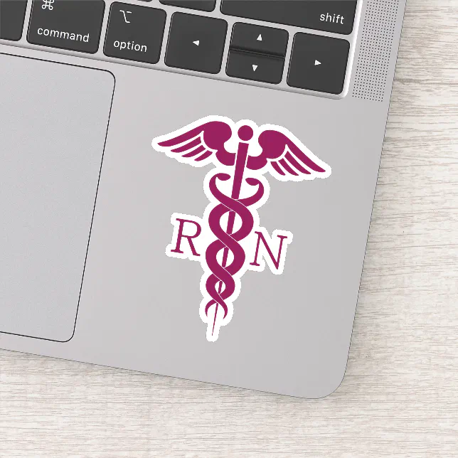 Simple Red Caduceus Registered Nurse RN Symbol Sticker | Zazzle