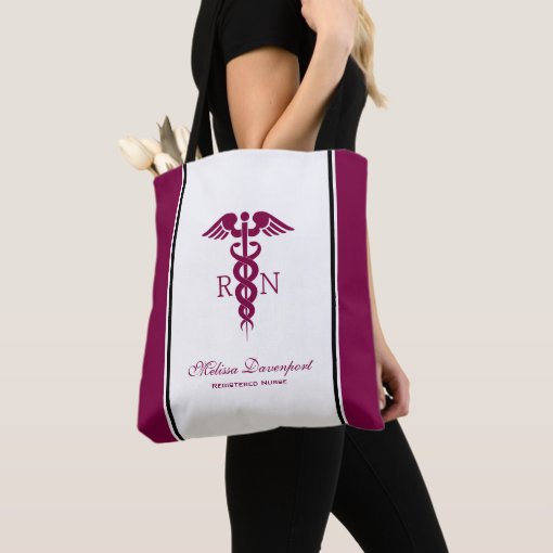 Simple Red Caduceus Registered Nurse RN Symbol Tote Bag | Zazzle