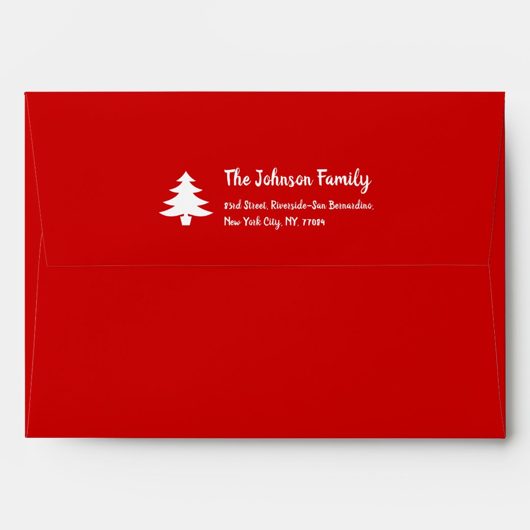 Simple Red Christmas Party Family Holiday Mailing Envelope | Zazzle