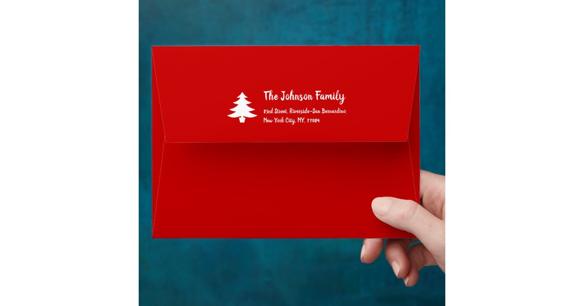 Simple Red Christmas Party Family Holiday Mailing Envelope | Zazzle