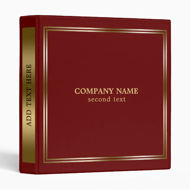 Simple Red & Gold 3 Ring Binder | Zazzle