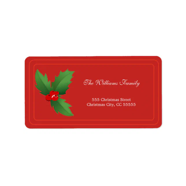 Simple Red Merry Christmas Address Label | Zazzle