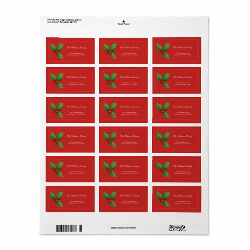 Simple Red Merry Christmas Address Label | Zazzle