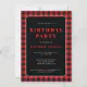Simple Red Plaid Birthday Party Invitation | Zazzle