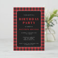 Simple Red Plaid Birthday Party Invitation | Zazzle