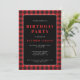 Simple Red Plaid Birthday Party Invitation | Zazzle