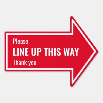 Simple Red PLEASE LINE UP THIS WAY Sign | Zazzle