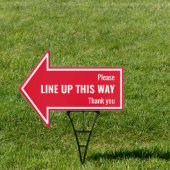 Simple Red PLEASE LINE UP THIS WAY Sign | Zazzle