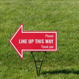 Simple Red PLEASE LINE UP THIS WAY Sign | Zazzle