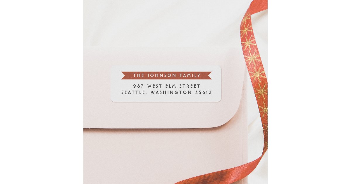 Simple Red Ribbon Banner & Family Name Label | Zazzle