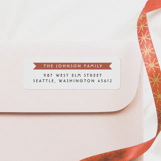 Simple Red Ribbon Banner & Family Name Label | Zazzle