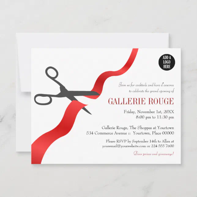 Simple Red Ribbon Cutting Grand Opening Invitation | Zazzle