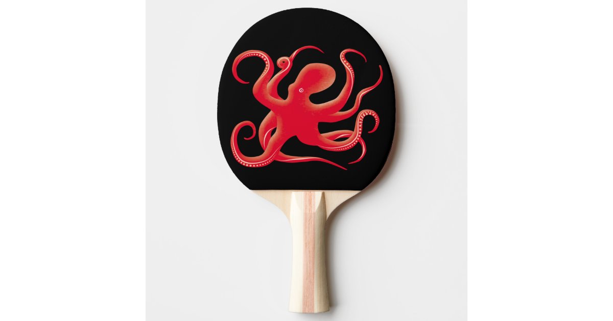 Simple Red Vector Art Octopus Silhouette Ping Pong Paddle | Zazzle