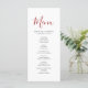 Simple Red Wedding Menus Card | Zazzle