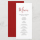 Simple Red Wedding Menus Card | Zazzle