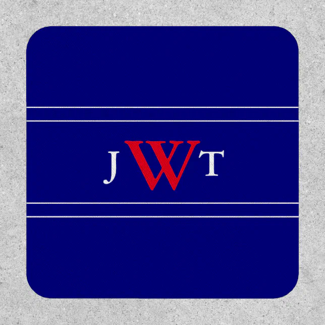 Simple Red White and Blue Monogrammed Patch | Zazzle