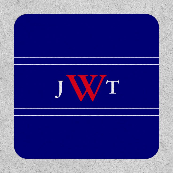 Simple Red White and Blue Monogrammed Patch | Zazzle