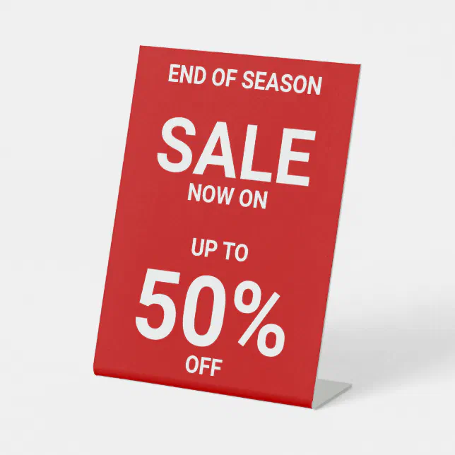 Simple Red White Business Promotional Sale Pedestal Sign | Zazzle