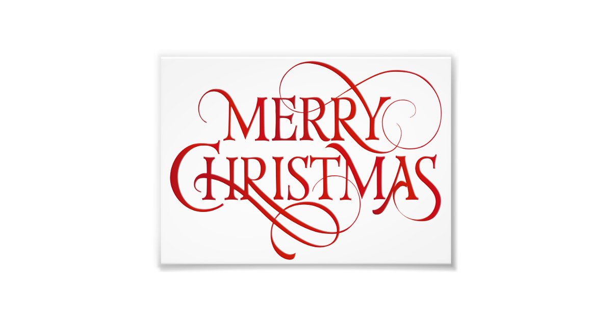 Simple Red & White Merry Christmas Photo Print | Zazzle