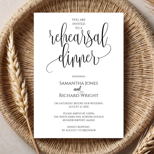 Simple Rehearsal Dinner Invite,Rehearsal Dinner In Invitation | Zazzle