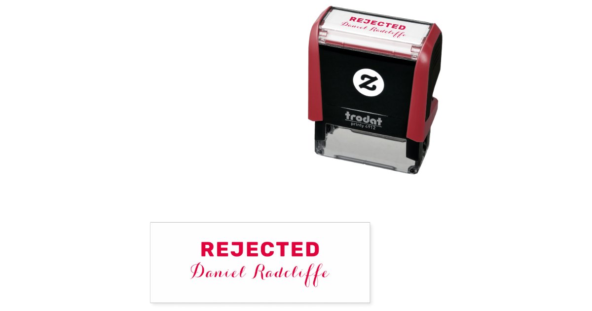 Simple 'REJECTED' with Custom Signature Self-inking Stamp | Zazzle