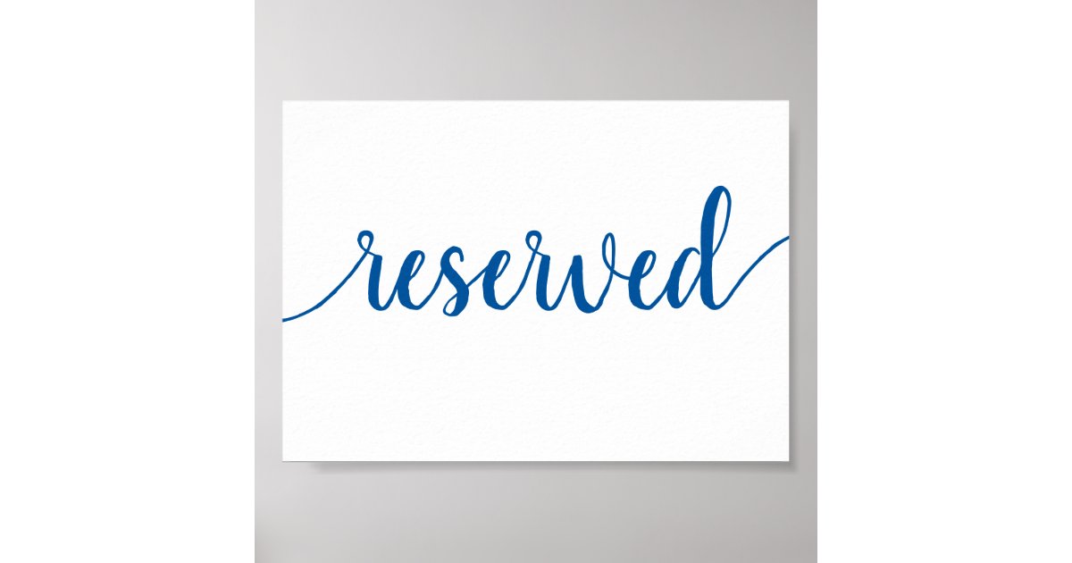 Simple Reserved | French Blue Any Event Table Poster | Zazzle