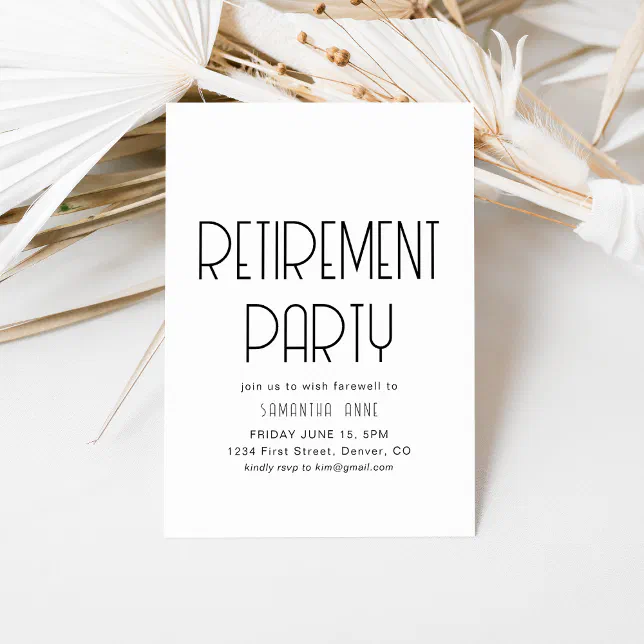 Simple Retirement Party Invitation Template | Zazzle