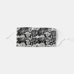 Simple Retro Black White Daisy Floral Daisies Art Adult Cloth Face Mask ...
