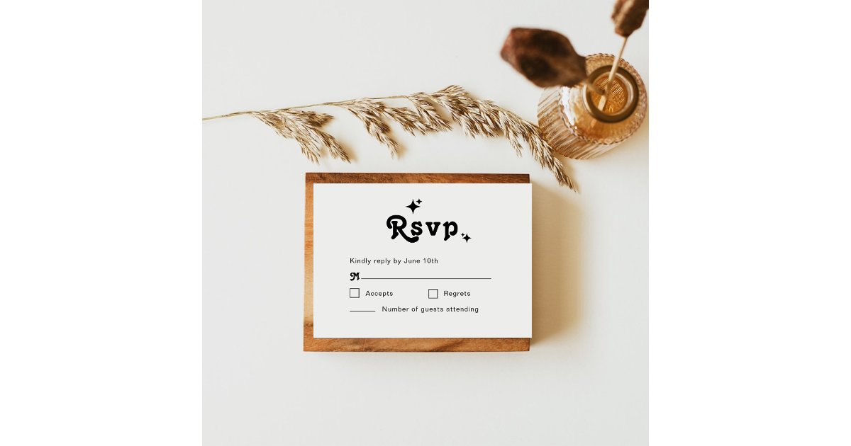 Simple Retro Chic Wedding RSVP Card | Zazzle