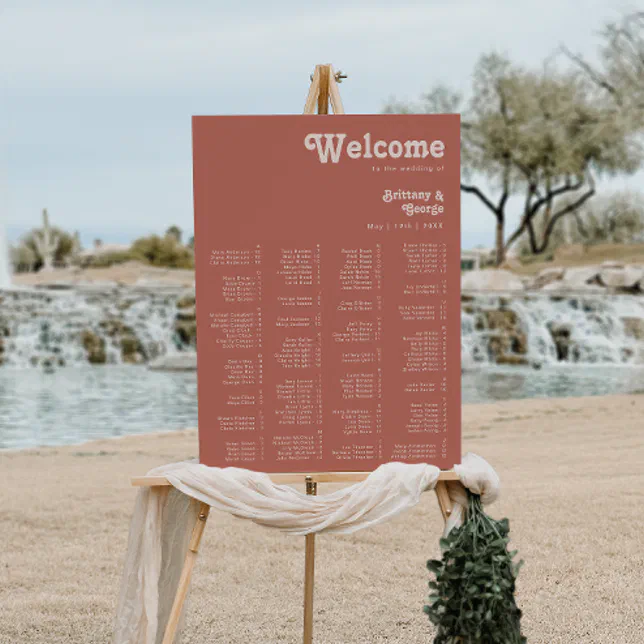 Simple Retro | Old Rose Alphabetical Seating Chart Foam Board | Zazzle