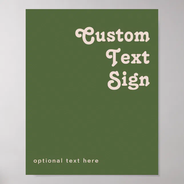 Simple Retro | Olive Green Cards and Gifts Custom Poster | Zazzle