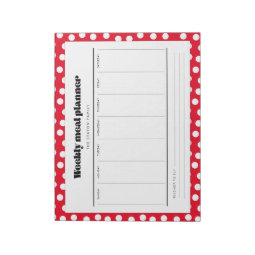 Simple retro polka dot weekly meal planner notepad | Zazzle