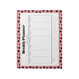 Simple retro polka dot weekly planner notepad | Zazzle