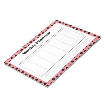 Simple retro polka dot weekly planner notepad | Zazzle